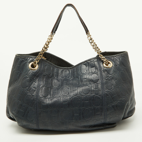 Carolina Herrera | Bags | Ch Carolina Herrera Blue Monogram Embossed ...